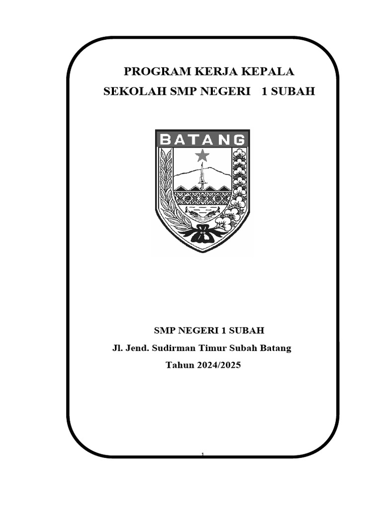 Cover Program Kerja Kepala Sekolah SMP Negeri 2 Bawang | PDF
