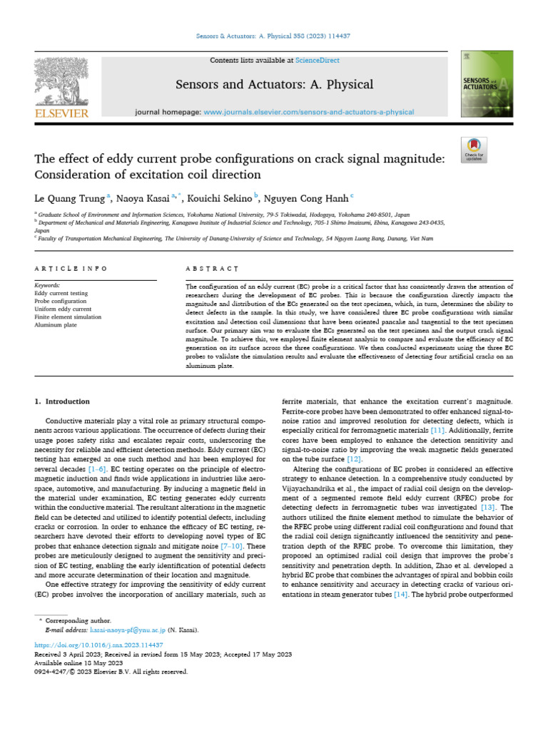 The Effect Of Eddy Current Probe Configurations On Crack Signal