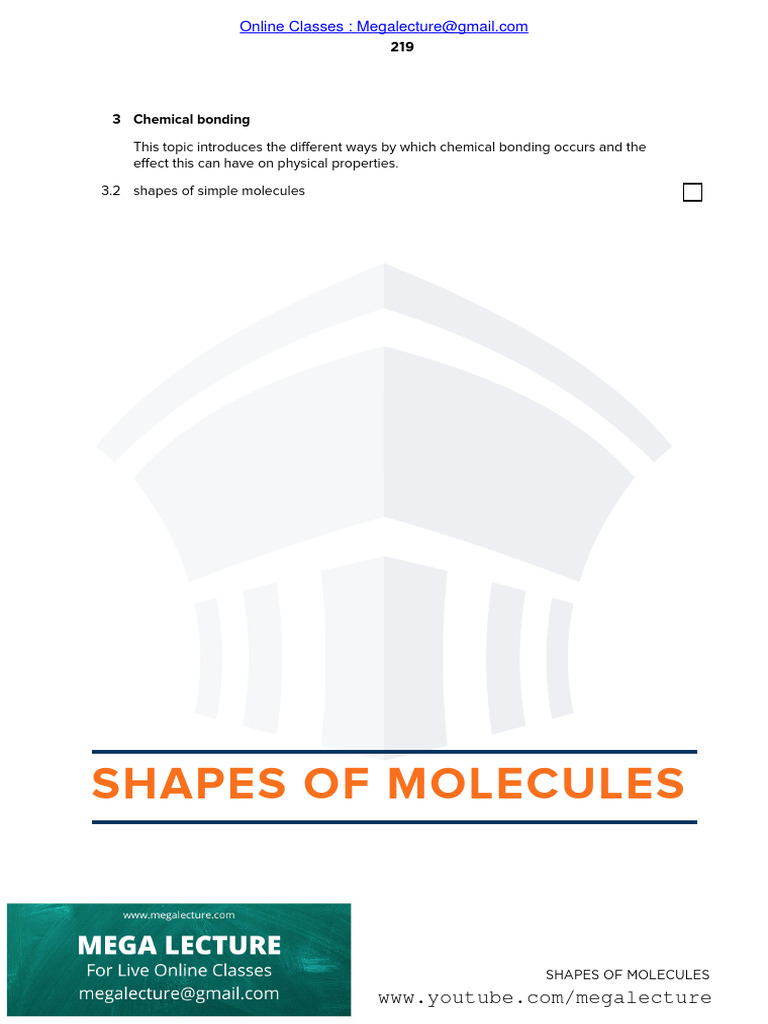 5 Shapes of Molecules Notes | PDF | Chemical Bond | Intermolecular Force