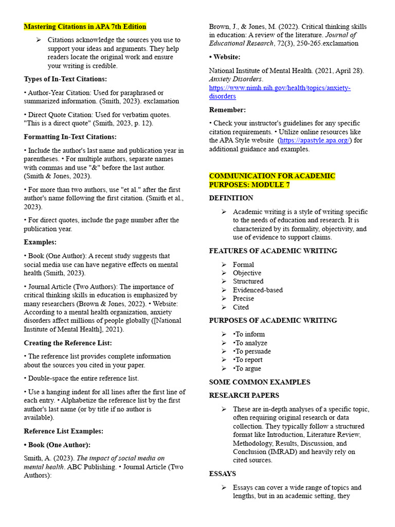 Mastering Citations in APA 7th Edition | PDF | Citation | Apa Style Mastering Citations in APA 7th Edition | PDF | Citation | Apa Style