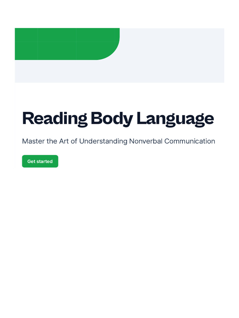 Reading Body Language Pdf Nonverbal Communication Body Language