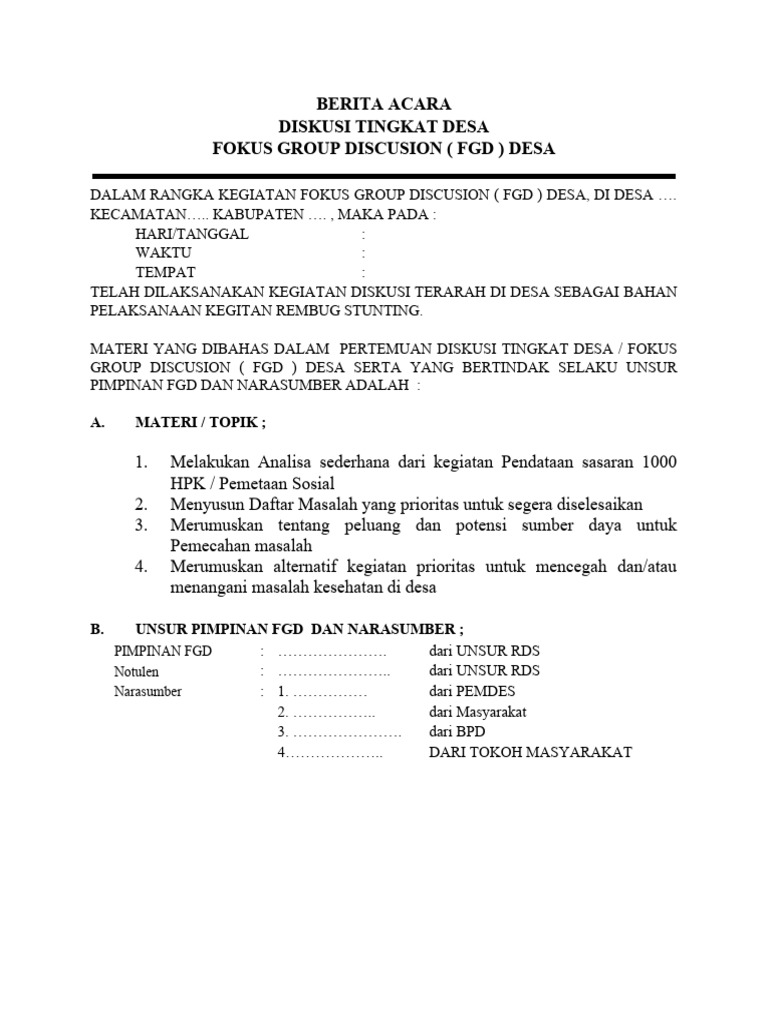 Berita Acara FGD Desa | PDF