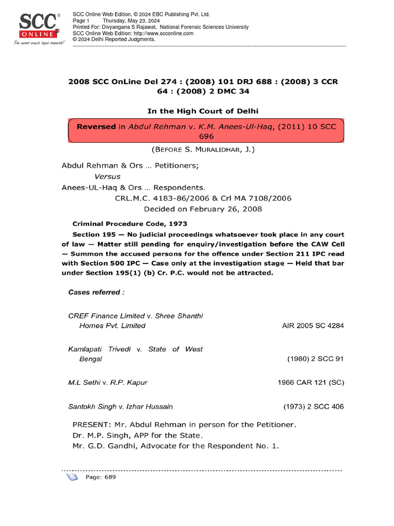 Abdul Rehman V Anees | PDF