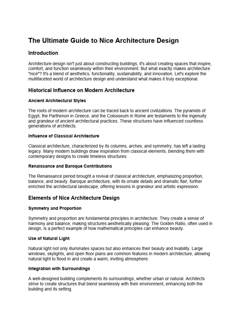 The Ultimate Guide To Nice Architecture Design | PDF | Green Building | Sustainable Architecture
