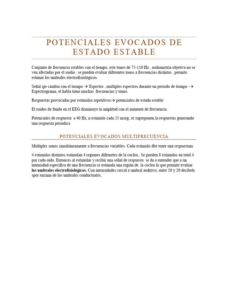 Potenciales evocados de estado estable | PDF