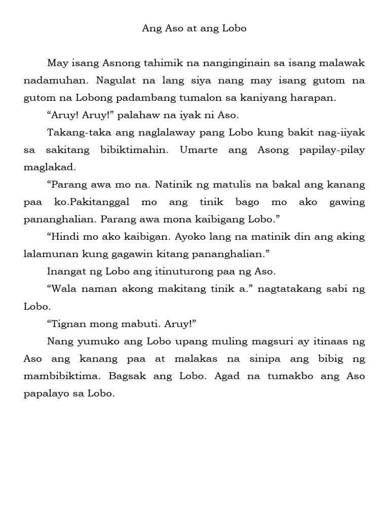 Ang Aso at Ang Lobo Oral Reading | PDF