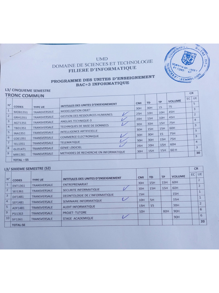 Le Programme de Cours Bac3 Informatique | PDF