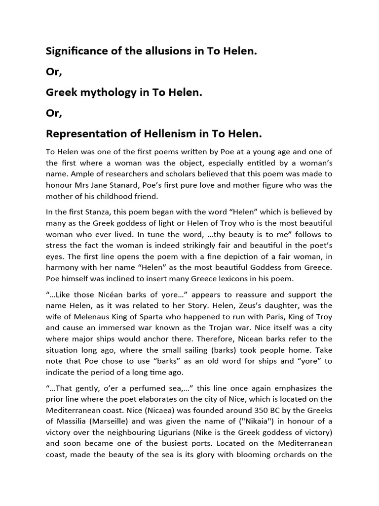 Significance of The Allusions in To Helen | PDF | Helen Of Troy