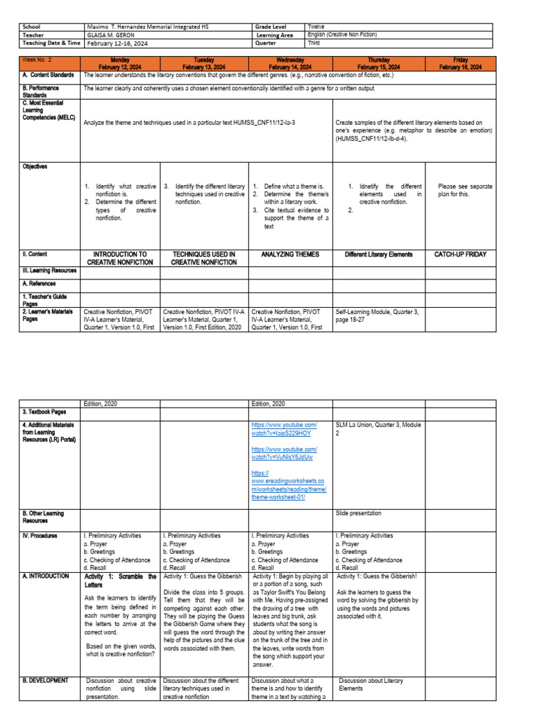 CNF Q3W3 | PDF | Learning | Creative Nonfiction