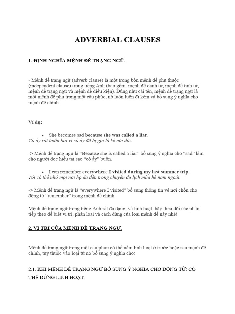 Adverbial & Adjective Clauses | PDF