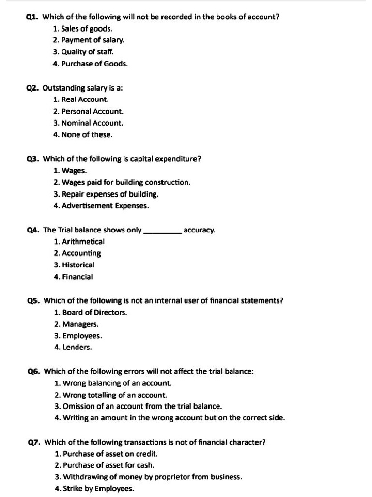 Accountancy Worksheet 1 | PDF