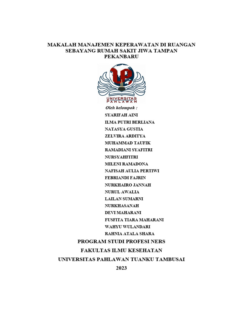 Makalah Manajemen Keperawatan Di Ruangan Sebayang | PDF | Pengembangan Diri