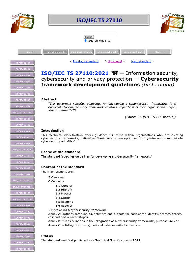 ISO IEC TS 27110 2021 Briefing | PDF