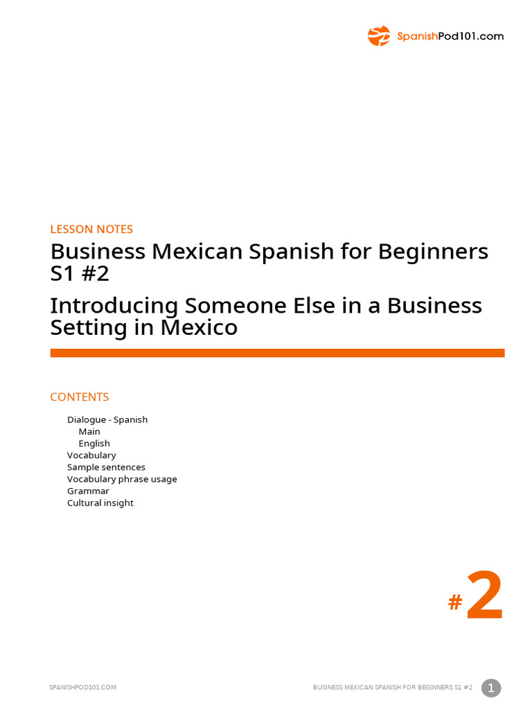 Business Spanish: Introductions in Mexico | PDF | Grammatical Tense ...