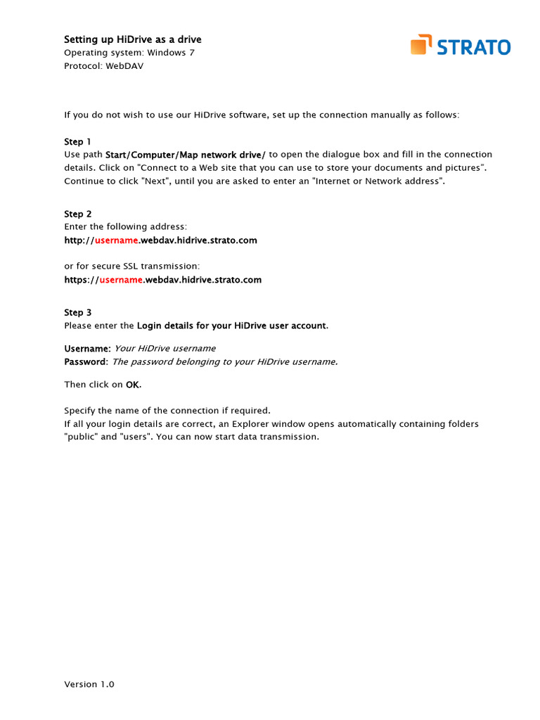 Set Up HiDrive on Windows 7 via WebDAV | PDF | Computers | Technology ...