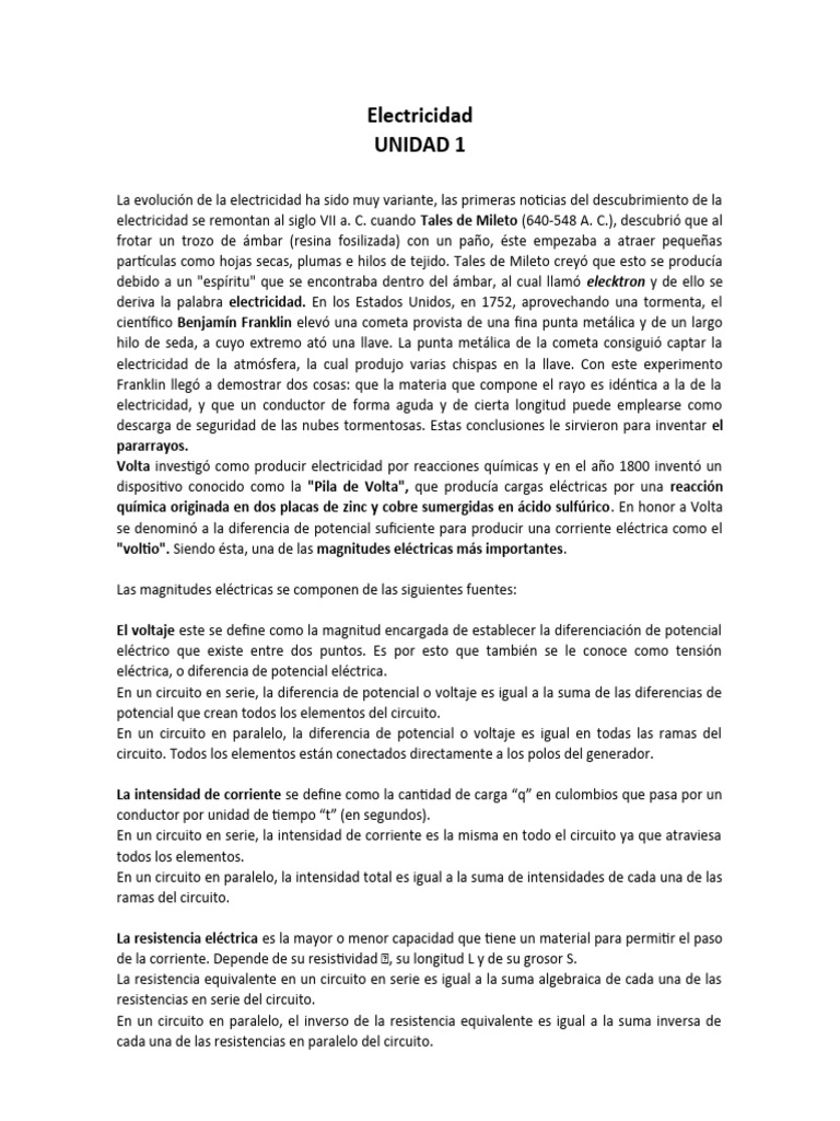 Historia y fundamentos de la electricidad | PDF | Inductor | Condensador