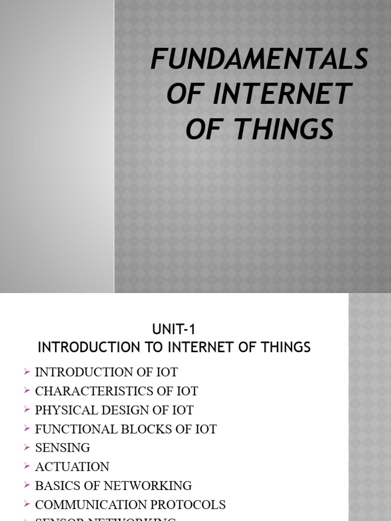 Unit-1 IOT | PDF | Internet Of Things | Computer Network