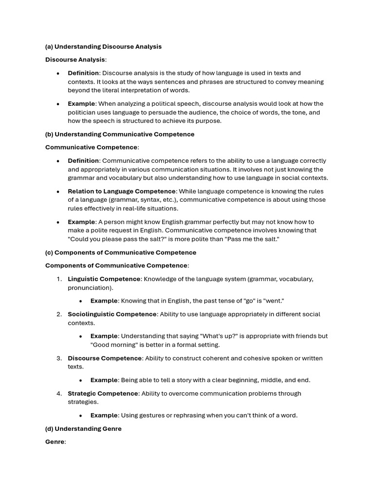 Language in Context and Conversation Summary | PDF | Communication | Linguistics