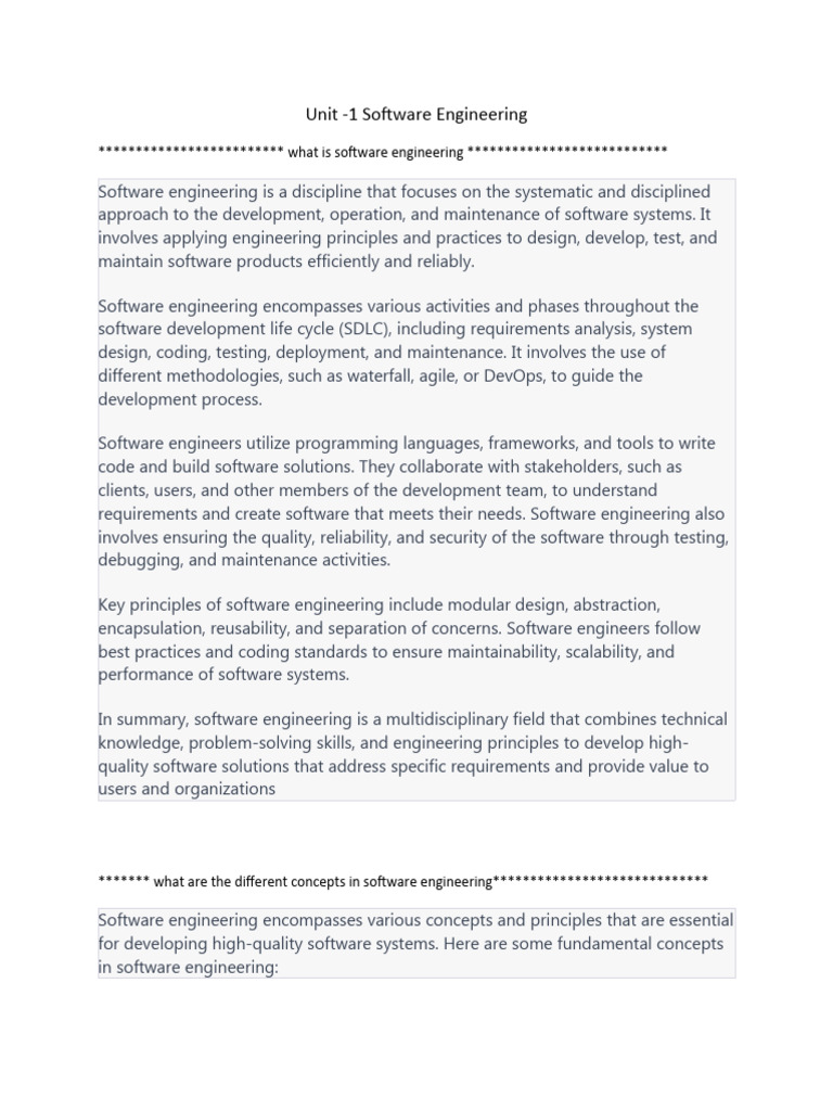 Oose Unit 1 Software Engineering Pdf Software Testing Inheritance Object Oriented