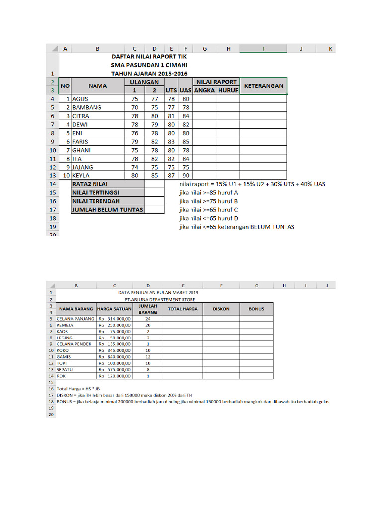 Latihan Excel | PDF