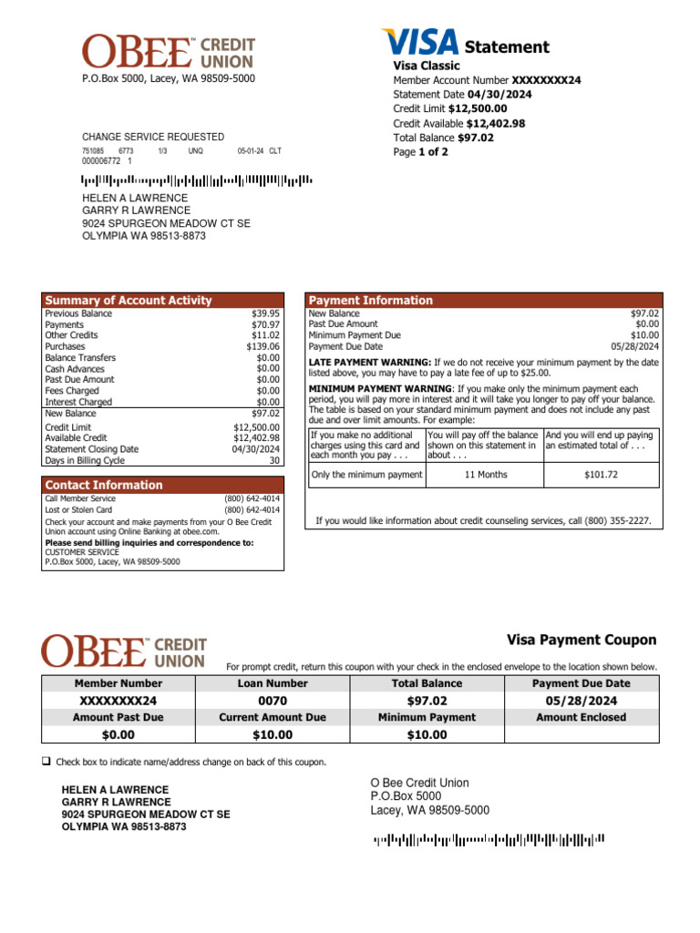 Statement: Visa Classic | PDF | Credit Card | Annual Percentage Rate