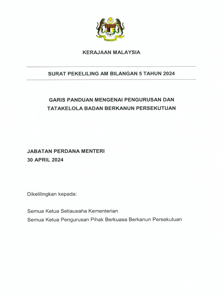 Surat Pekeliling Am Bil. 5 Tahun 2024-Garis Panduan Mengenai Pengurusan ...