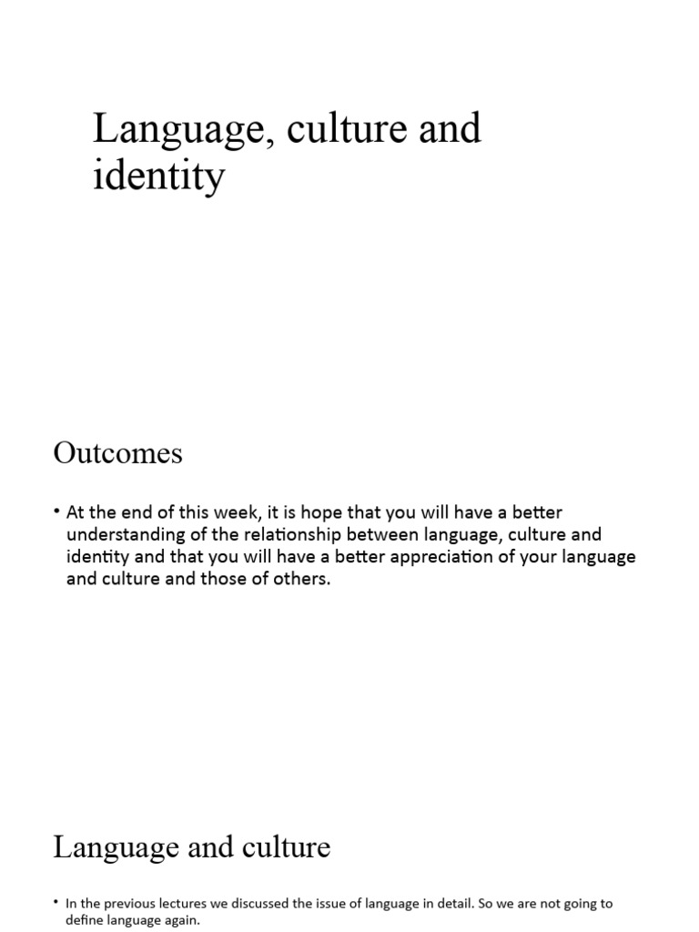 Language, Culture and Identity - NOTES | PDF | Identity (Social Science ...