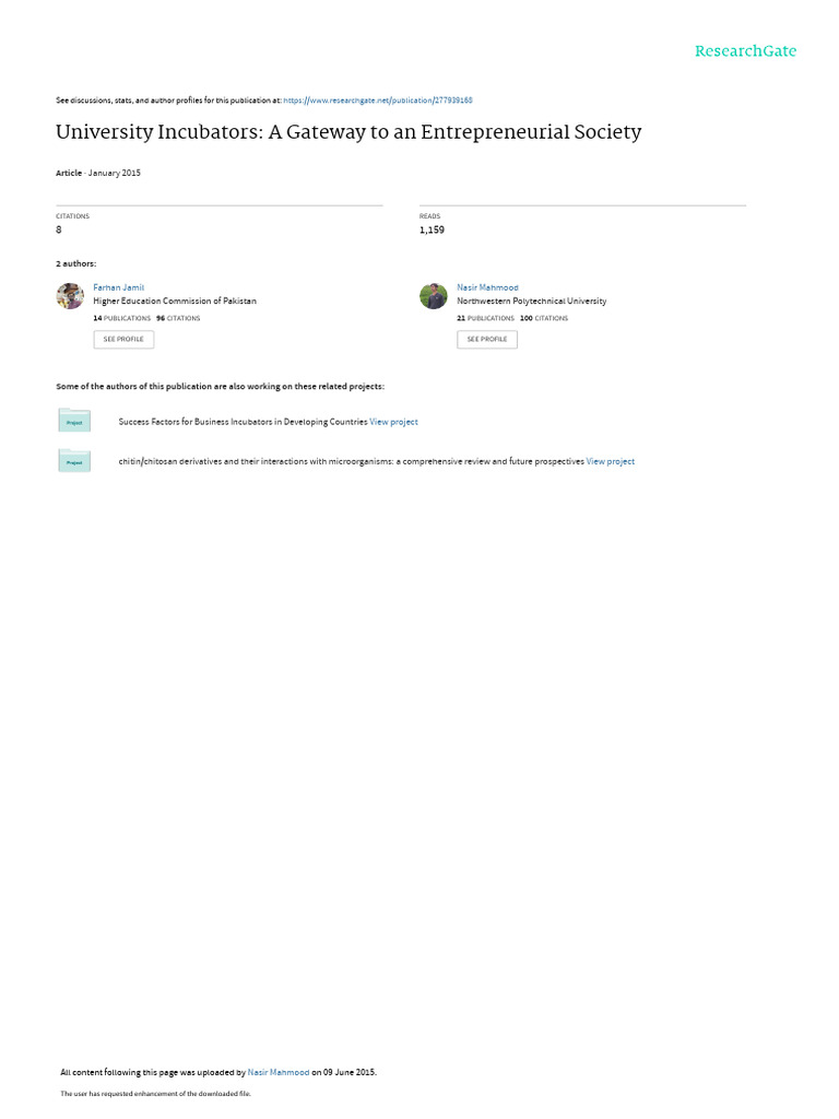 University Incubators and Entrepreneurship | PDF | Entrepreneurship ...