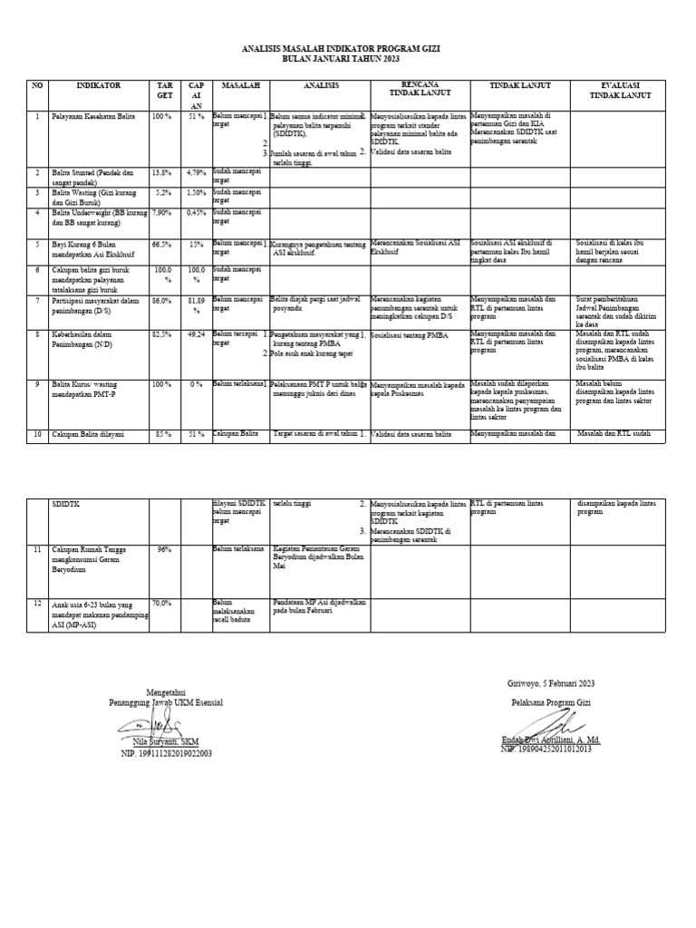 Analisis Capaian Indikator Bulanan | PDF