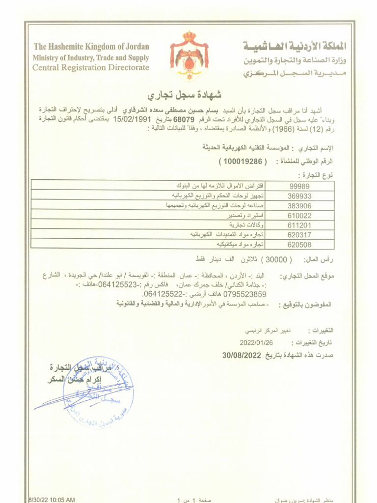 Commercial Registration Certificate | PDF