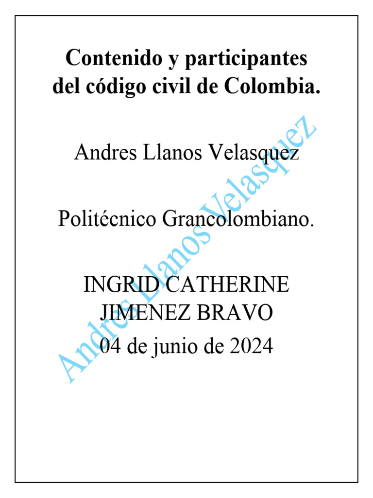 Código Civil de Colombia | PDF | Derechos | Estado (política)