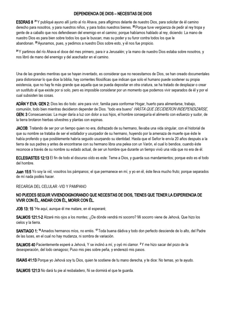 DEPENDENCIA DE DIOS | PDF | Dios