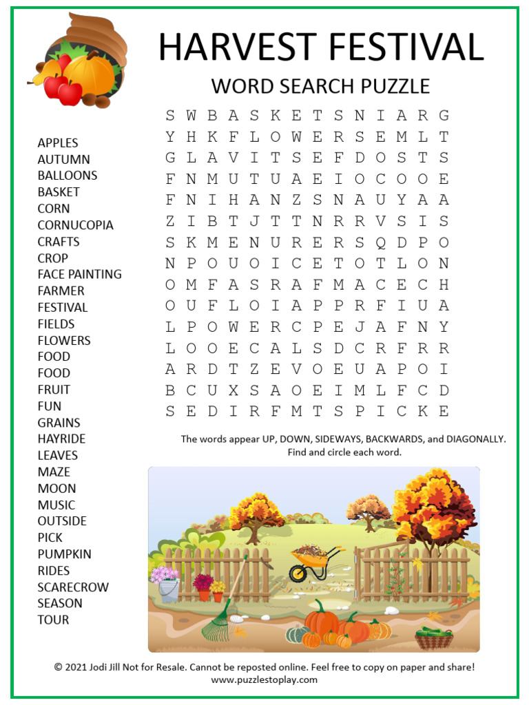 Harvest Festival: Word Search Puzzle | PDF | Agriculture