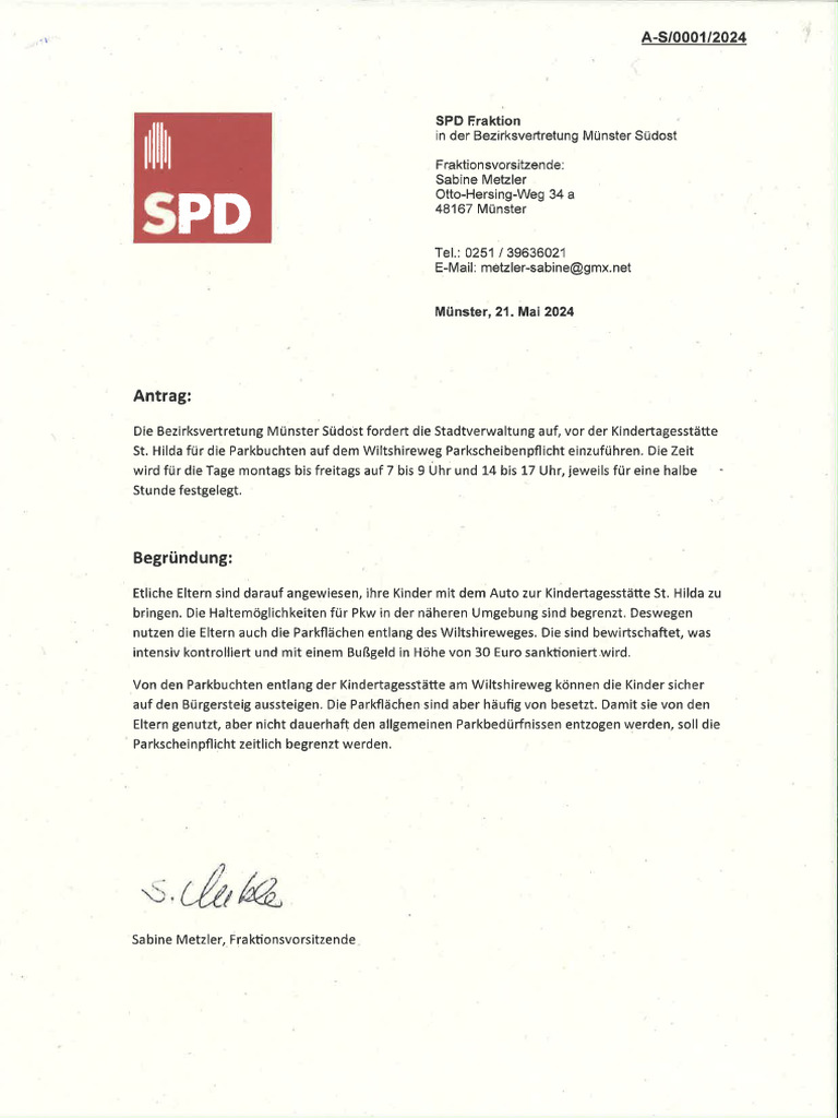 A S 0001 2024 Originalantrag Der SPD Fraktion | PDF