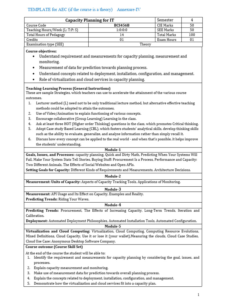 BCS456B Capacity Planning For IT | PDF | Cloud Computing | Virtualization