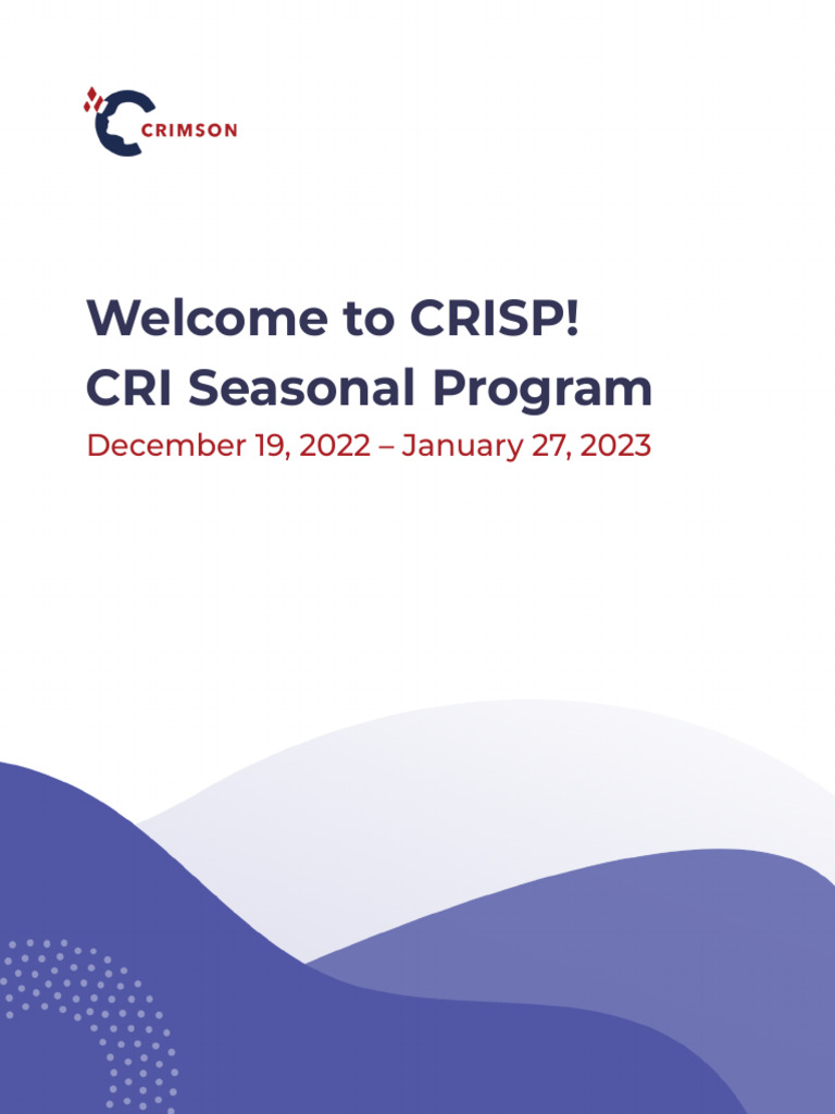 CRI Seasonal Program (CRISP) Welcome Pack | PDF | Deep Learning | Gene