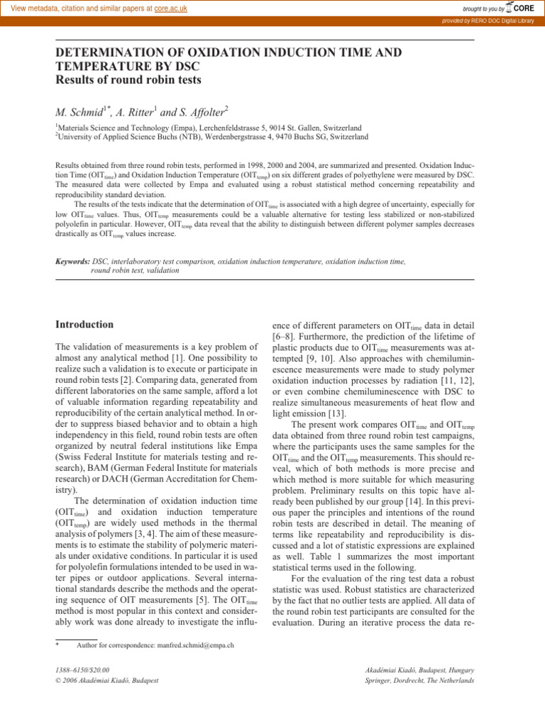 Determination of OIT and Temperature by DSC | PDF | Differential ...