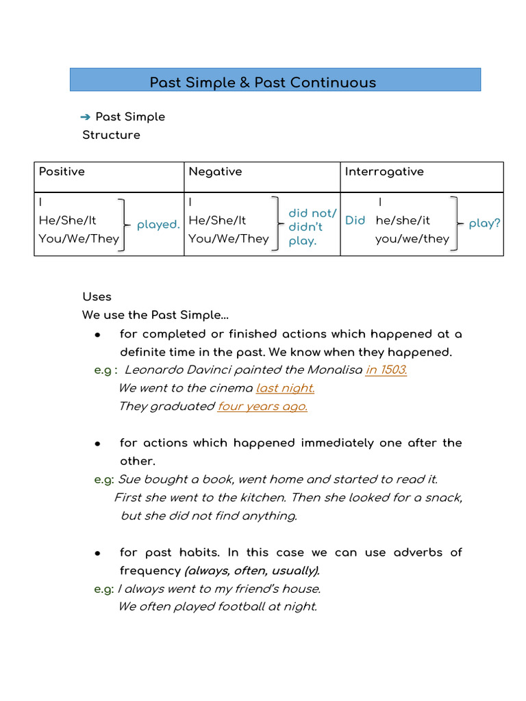 Past Simple & Continuous | PDF | Languages | Foreign Language Studies