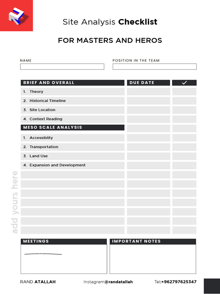 RandAtallah SiteAnalysis Master Checklist | PDF | Art | Technology ...