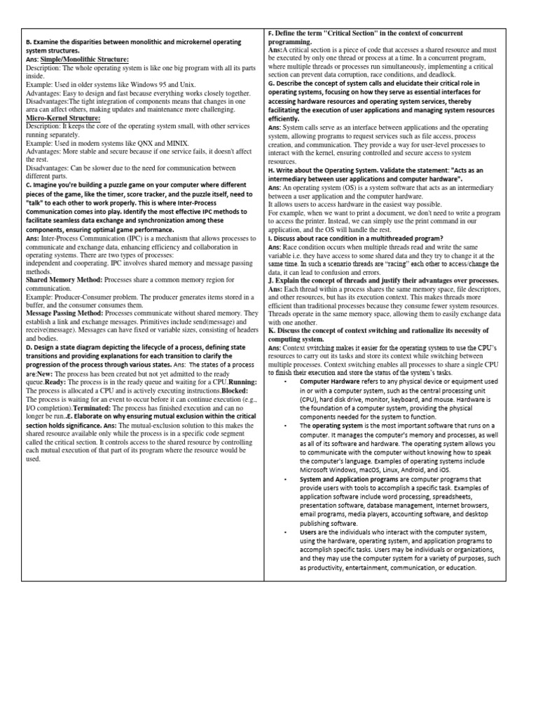 B1 | PDF | Process (Computing) | Operating System