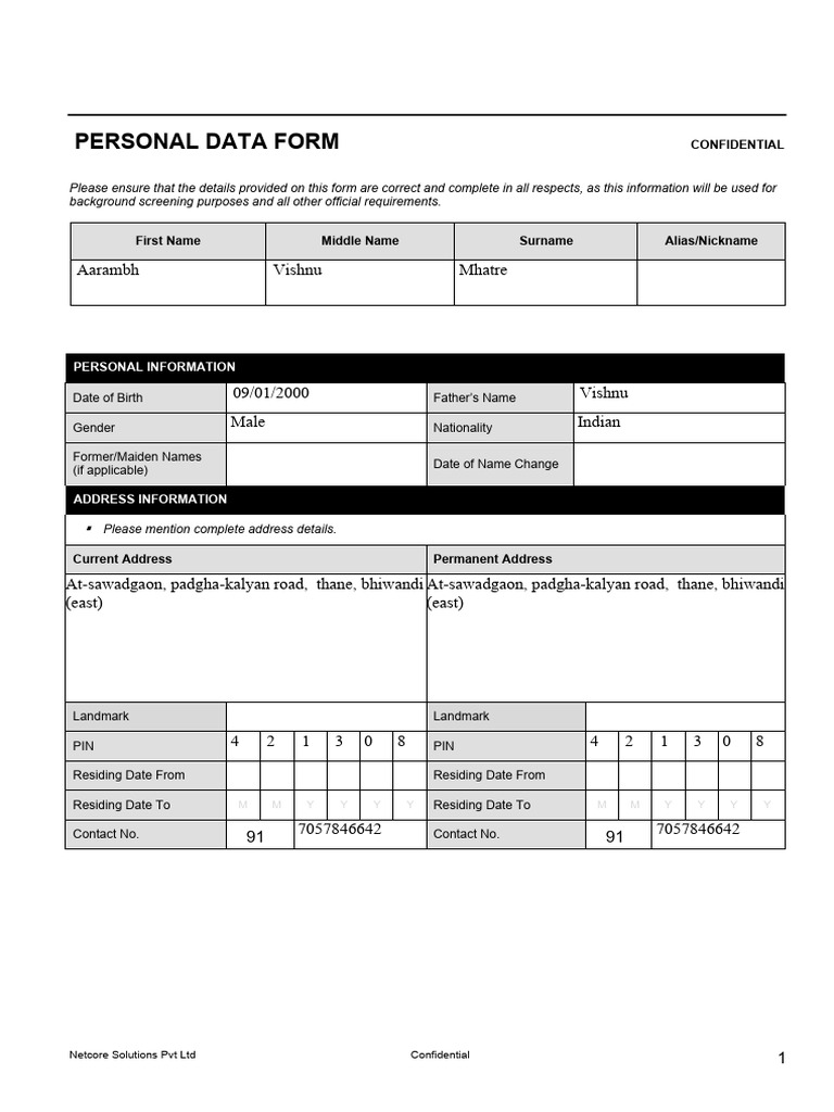 Background Verification Form 3 | PDF | Employment