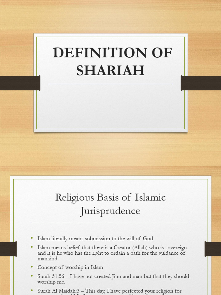 LAW 499 Topic 1 Definition of Shariah and Its Characteristics1 | PDF ...