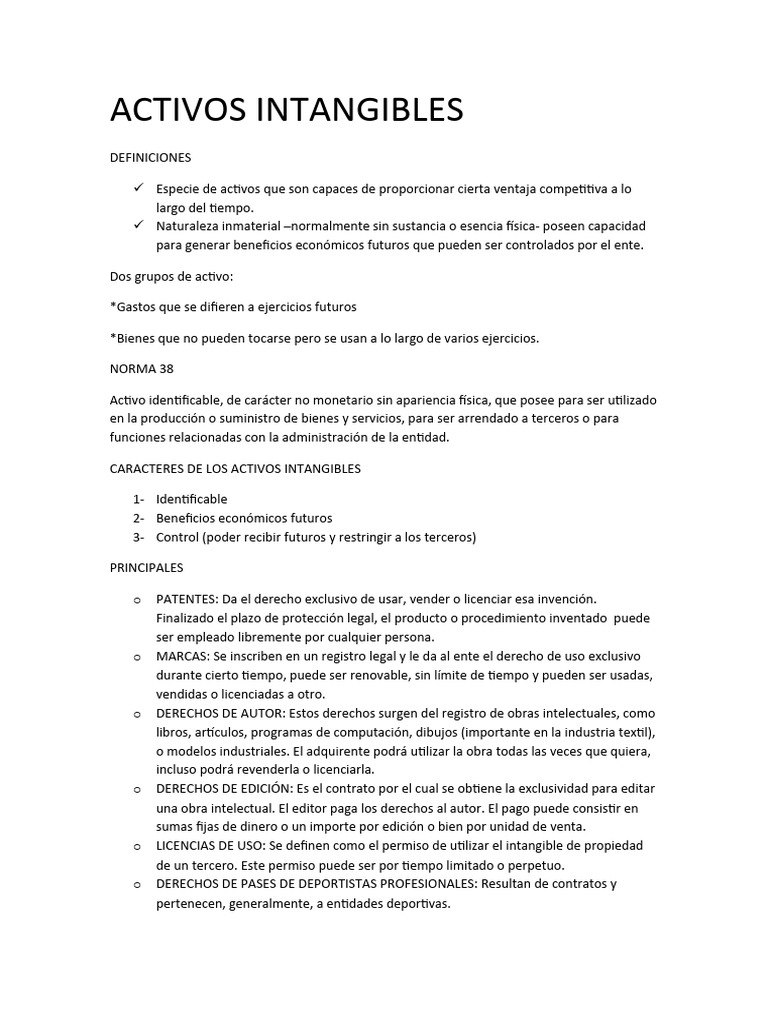 Activos Intangibles | PDF | Activo intangible | Depreciación