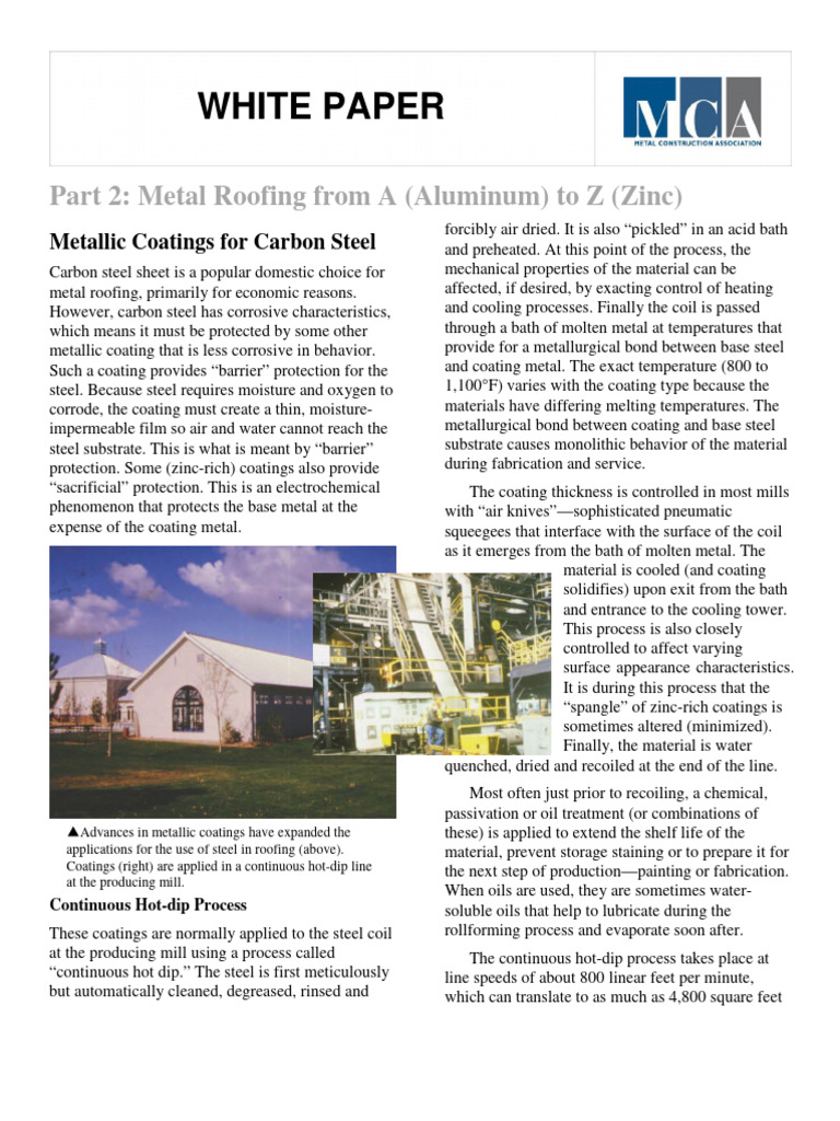 Metal Roofing From A To Z - Section2 - Metallic Coatings | PDF ...