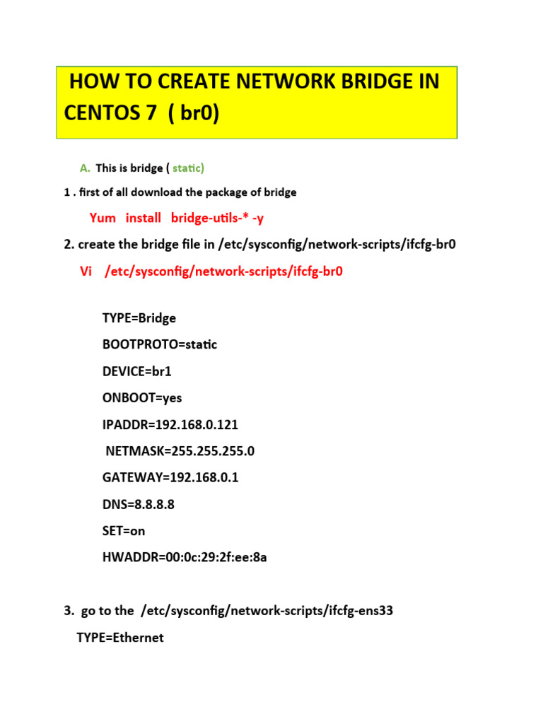 How To Create Network Bridge in Centos 7 | PDF