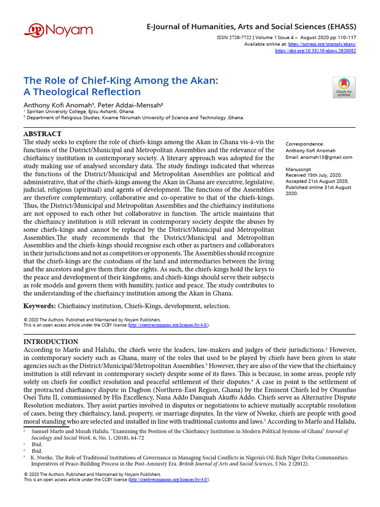 Role of Chiefs-Kings in Akan Society | PDF | Jesus