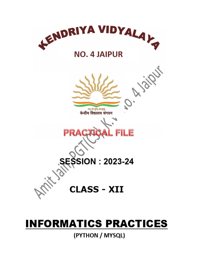 Practical File (Xii - Ip) 2023-24 | PDF | Table (Database) | Data ...