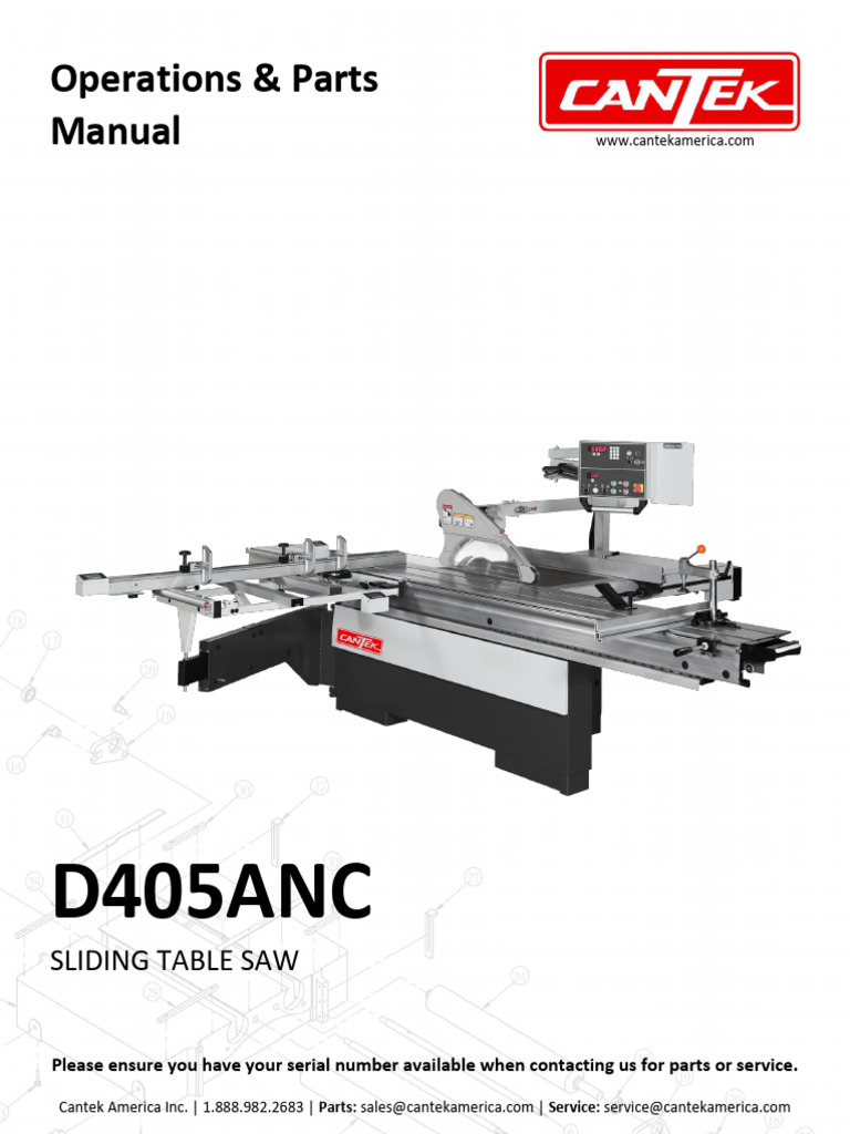 Cantek D405ANC Table Saw Manual | PDF | Screw