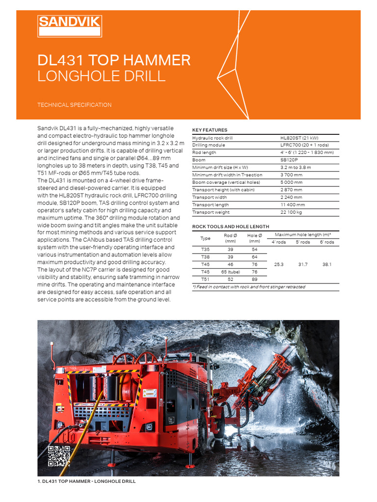 dl431 Specification Sheet English | PDF | Drill | Drilling