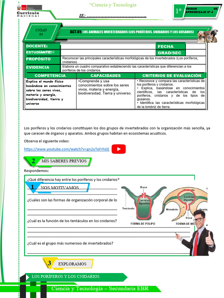 A-1º Act 2 Cyt Unid 4 - Sem 1 | PDF | Biología | Zoología